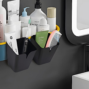 OVAKIA Hanging Cup Holder 6-Pack Little Hanging Bucket for Utility Rolling Cart Shelves Storage Basket for Kitchen Bathroom Desktop Small Organizer for Make UP Brush Pencil Tool (Black)