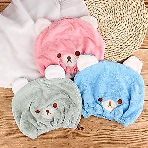 Lamoutor 3Pcs Hair Drying Towel for Kids Girls Soft Absorbent Kids Dry Hair Cap Kids Hair Towel Wrap Head Towel Wraps for Kids
