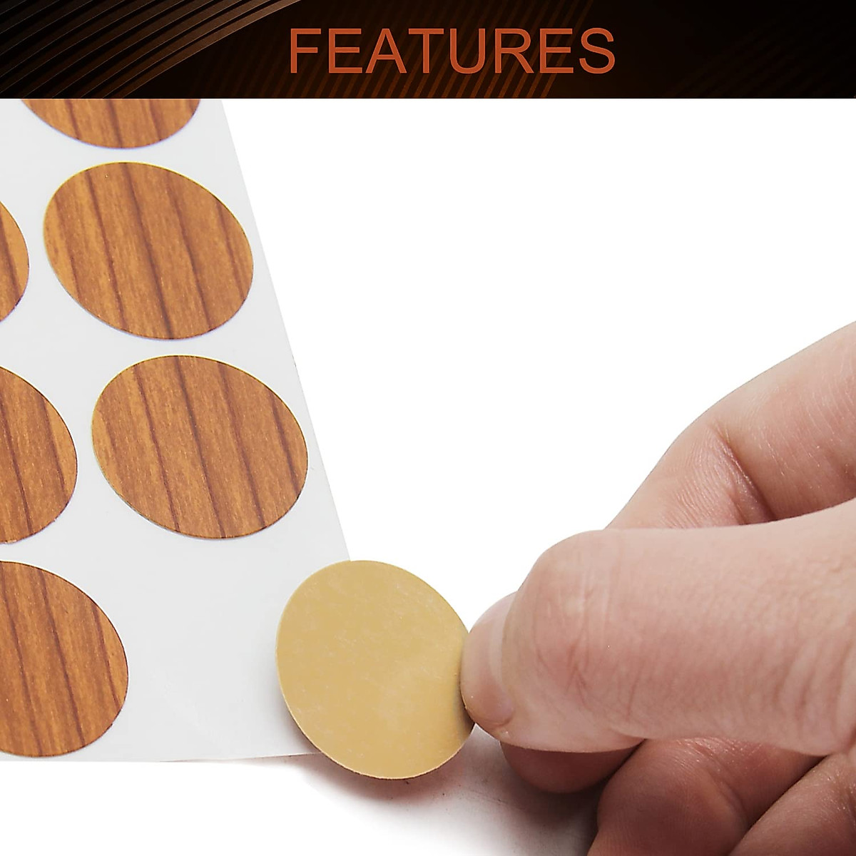MroMax PC-159 Screw Hole Covers Stickers 0.83" Dia PVC Self Adhesive Screw Hole Stickers for Furniture Decoration Cupboard Shelf Closet Bathroom Cabinet Bracket Wooden Wood 3 Sheet