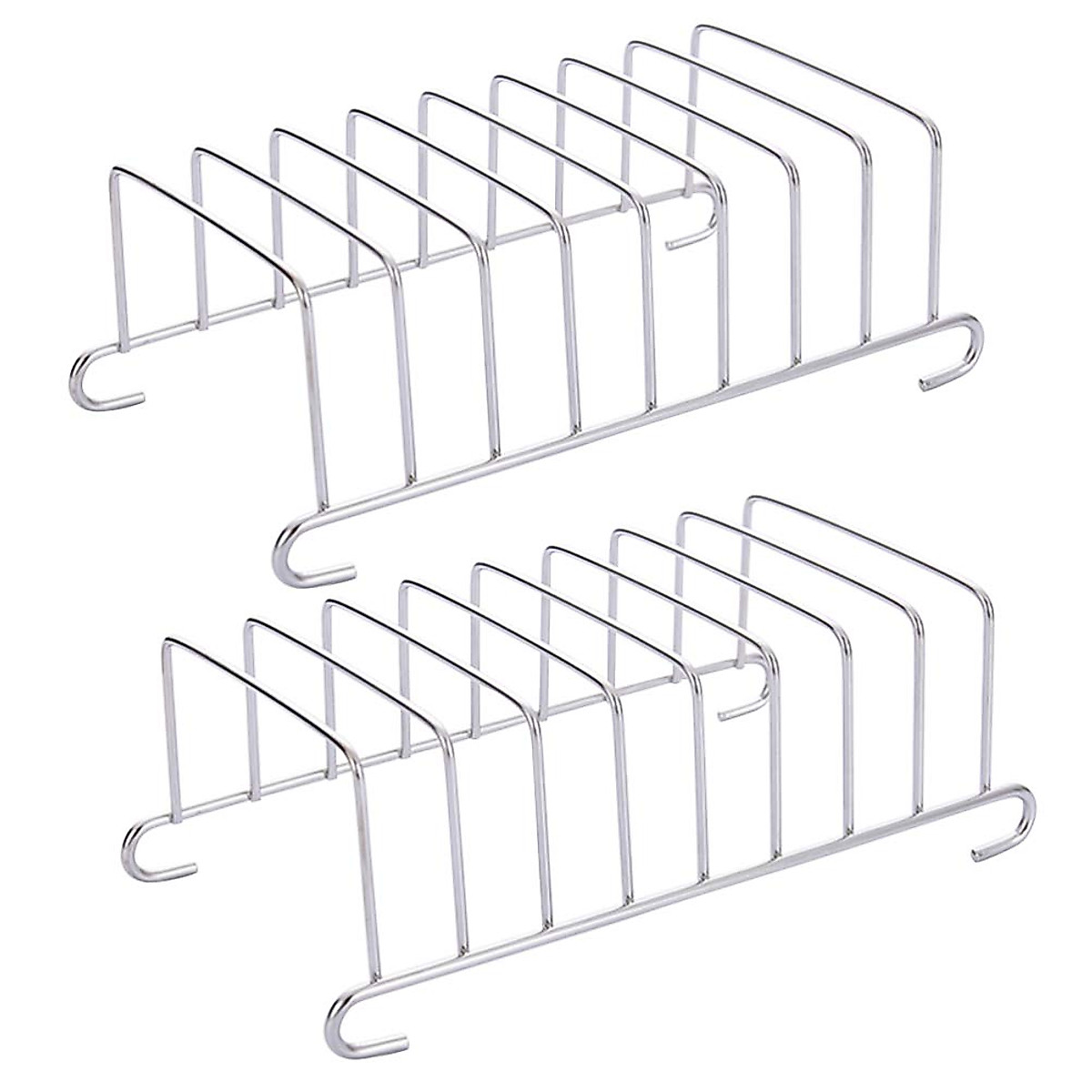 Cabilock 2pcs Stainless Steel Toast Slice Holder 8 Slot Toast and Bread Rack Serving Food Breakfast Stand Cooking Air Fryer Food Serving Dish 15.5X8.5X1.8CM,Silver,HYFLQ54ZA8G203ZEV515IQ
