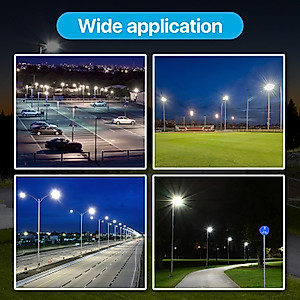 lumenfox 240W LED Parking Lot Lights Outdoor, Shoebox LED Parking Lot Light Adjustable Arm Mount 5000K 36000LM 150LM/W Parking Light with Dusk to Dawn Photocell IP65 Waterproof for Street Public Park