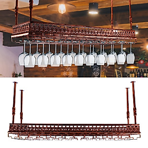 TFCFL Vintage Copper Wine Glass Rack, Stemware Wine Glass Holder Glasses Storage Hanger Hanger Rack Metal Organizer Tableware Bottle Floating Shelf for Bar Kitchen, Capacity: 40 Goblets