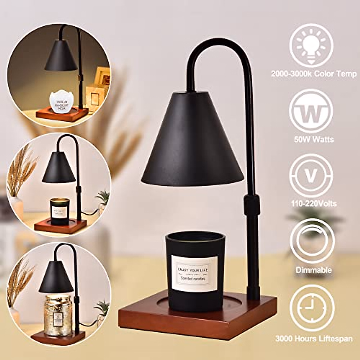 Candle Warmer Lamp with 50W Candle Warmer Bulbs, Compatible with Large & Small Jar Candles, Aromatic Candle Holders for Home Decoration,Unique House Warming Gifts…