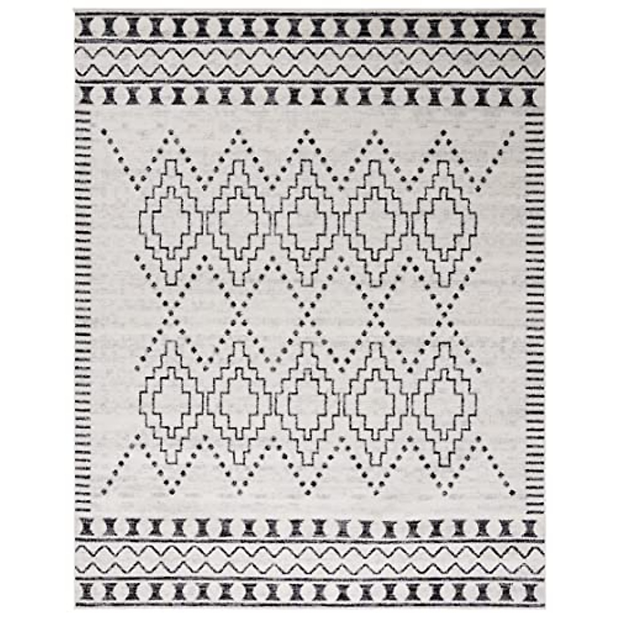 SAFAVIEH Tulum Collection 8' x 10' Black/Ivory TUL646Z Moroccan Boho Tribal Non-Shedding Living Room Dining Bedroom Area Rug