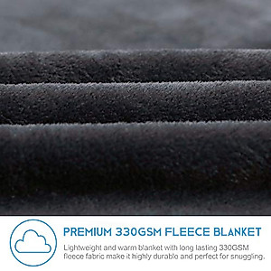 Fleece Blanket Queen Size Fuzzy Soft Plush Blanket 330GSM for All Season Spring Summer Autumn Throws for Couch Bed Sofa, 90 by 90 Inches, Dark Grey