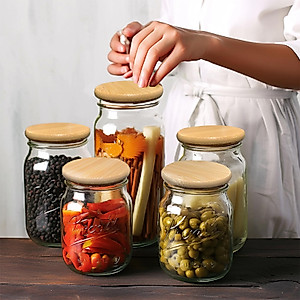 Mason Jar Bamboo Lids, 70mm/2.8 inch Natural Wooden Mason Jar Lids, Food Grade Material Silicone Sealing, 100% Fit and Airtight for Regular Mouth Mason Jars (6PCS Regular Lids)