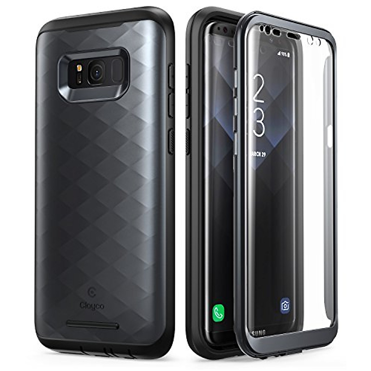 Clayco Galaxy S8+ Plus Case, [Hera Series] Full-Body Rugged Case with Built-in Screen Protector for Samsung Galaxy S8+ Plus (2017 Release) (Black)