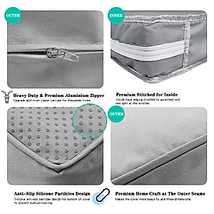 ClawsCover 17Pack Outdoor Seat and Back Cushions Replacement Covers Fit for 8 Pieces 7-Seater Wicker Rattan Patio Furniture Conversation Set Sectional Couch,Gray-Include Cover Only