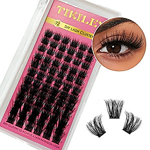 Lash Clusters DIY Eyelash Extension Vloume 72 Cluster Lashes Fluffy Cat Eye Individual Lashes Clusters Wispy Eyelash Clusters (8-16mm Mixed FD07)