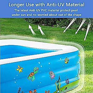 Inflatable Swimming Pool, TUBYIC Swimming Pool, 108“ x69” x24“ Full-Sized Family Inflatable Pools for Adults, Placed Room, Garden, Backyard, Outdoors Summer Water Party