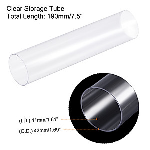 MECCANIXITY Clear Storage Tube 1 5/8"x7.5"(41mmx190mm) Lightweight for Bead Containers, Craft, DIY with White Caps 2 Pack