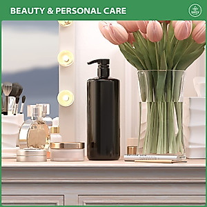 Bar5F Empty Shampoo Bottle with Pump, Black, 33.8 Ounce (1 Liter), Pack of 2