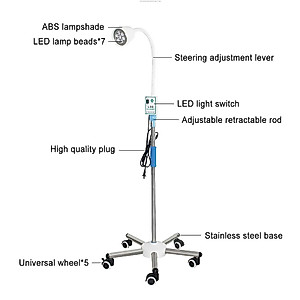 Surgical Examination Light—Mobile Surgical Lamp LED Dental Oral Light 360° Free Rotation,Medical Surgical Lightapplicable to: pet Hospitals, Beauty Salons, Tattoo Shops