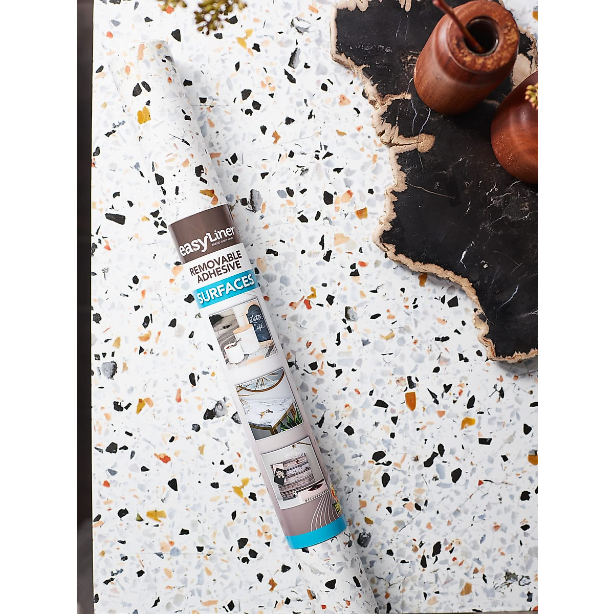 Duck 286457 EasyLiner Adhesive Laminate Surfaces Shelf Liner, Terrazzo, 20 in. x 15 ft., 6 Rolls