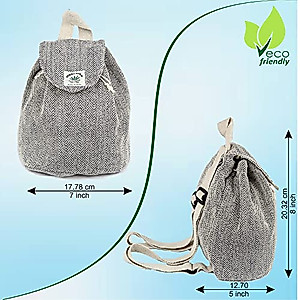 Hemp small bag for women Girls Light Weight Eco Friendly Small cute backpack Bag for everyday lives (Gray)