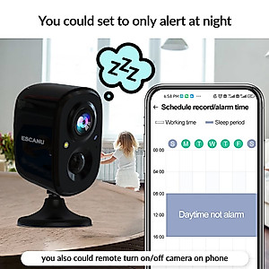 ESCANU Wireless Outdoor Security Camera Battery Rechargeable,WiFi AI Motion Detection Camera for Home Security with 2-Way Audio,Night Vision,Spotlight,1080P Full HD,Black Camera