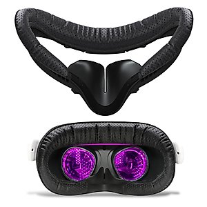 VR Facial Interface & Face Pad for Oculus Quest 2, VR Face Cover Cushion Replacement Compatible with Quest 2,Breathable Holes Leather Protective VR Accessories