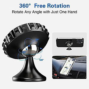 [2 Pack] Magnetic Phone Car Mount, Magnetic Phone Holder for Car with 8 Metal Plates, 360° Rotation Phone Mount for Car Dashboard Compatible with iPhone Samsung and Other Smartphones