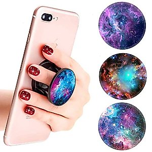 4 Pack Foldable Expanding Cell Phone Finger Stand Holder Compatible with All Smartphones and Tablets Purple Galaxy Starry Sky Nebula