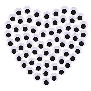 Decora 100pcs 18mm Round Wiggly Wobbly Googly Eyes Self-adhesive Peel Sticker