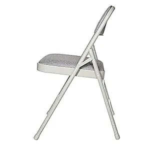 OEF Furnishings Premium Fabric Upholstered Steel Folding Chairs, 4 Pack, Grey