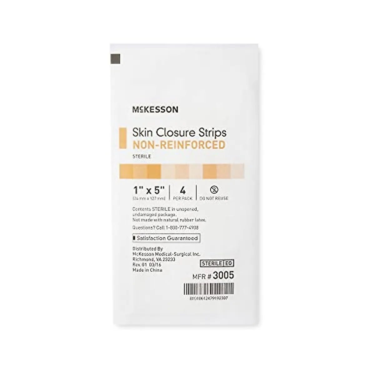 McKesson Skin Closure Strips, Sterile, Non-Reinforced, 1 in x 5 in, 25 Count