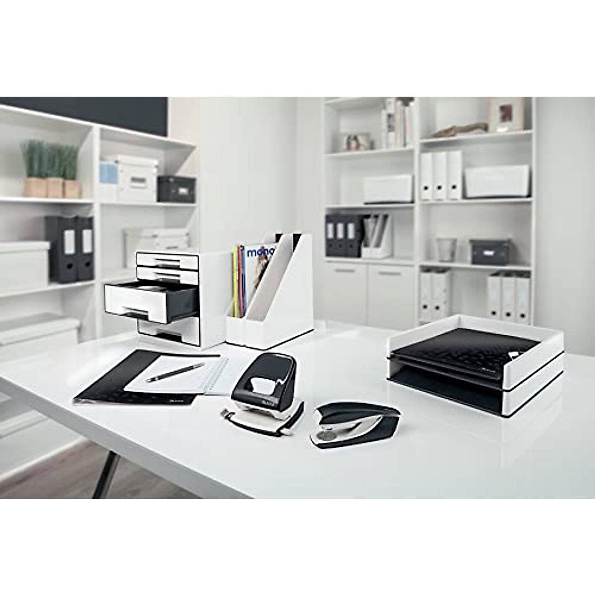 Leitz Click & Store Storage Box, 4 Drawer, Collapsible, Stackable, Patented Design, Bin, Cabinet, Desk Organizer, Black (60490095)