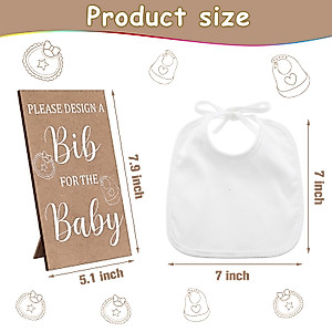 Panitay 43 Pcs Baby Shower Games White Baby Bibs Design Games, Include Wooden Baby Shower Game Sign with 30 Blank White Bibs for Baby Decorating 12 Marker for Baby Shower(Classic Style)