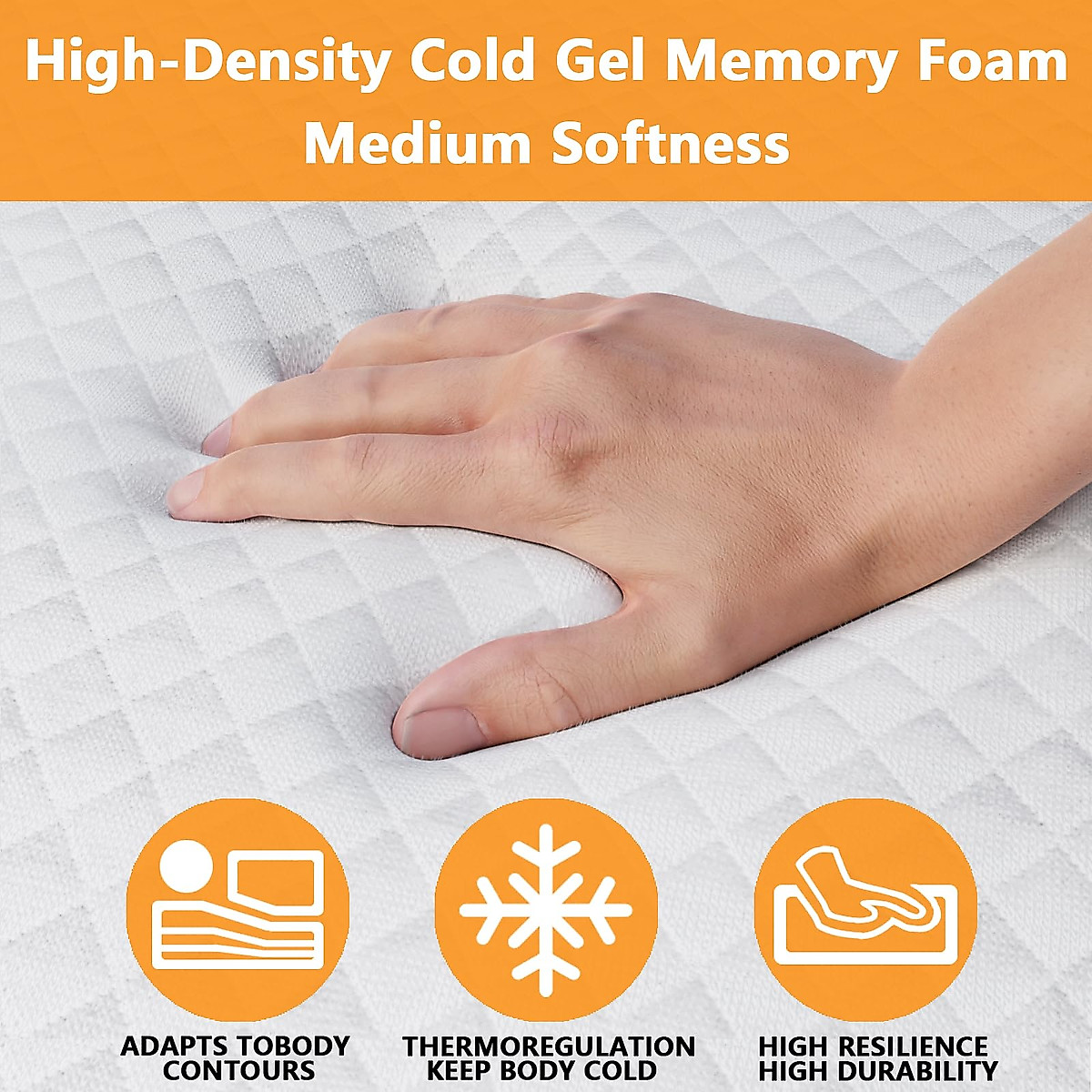 wilzealan 4.5 Inch Cold Gel Memory Foam Sofa Bed Mattress Replacement for Sleeper Sofa and Couch Beds Queen Size Sofa CertiPUR-US Certified (Sofa Not Included)