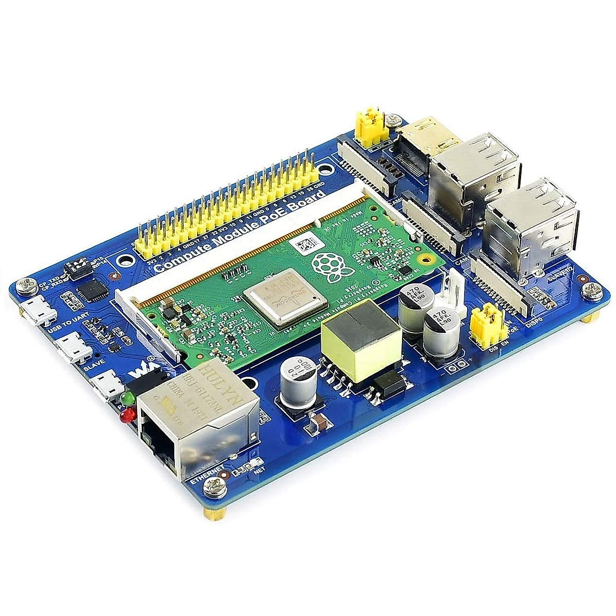 waveshare Compute Module IO Board with PoE Feature Development Board for Raspberry Pi CM3 / CM3L / CM3+ / CM3+L,with Ethernet Port,USB Ports,HDMI/DSI/CSI Camera Interface