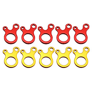 RuiLing 10pcs 3 Holes Camping Awning Cord Rope Tensioner Guy Line Runners Hook Hanger 4.9x2.7cm (Red and Golden)