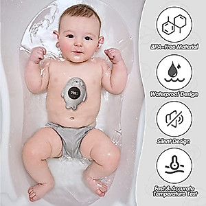 Baby Bath Thermometer Safety, Auto ON/Off Waterproof Bathtub Thermometer with Temperature Warning, Rubber Sea Otter Pool Floating Toy for Infant Toddler Bathing