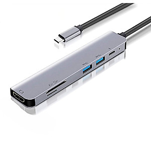 7-in-1 USB-C to 4K HDMI Adapter PD Port HDTV Adapter Charger Port MicroSD Slot TV Video Hub Type-C Projector Converter Compatible with TCL 20S, 20 SE, Pro 5G