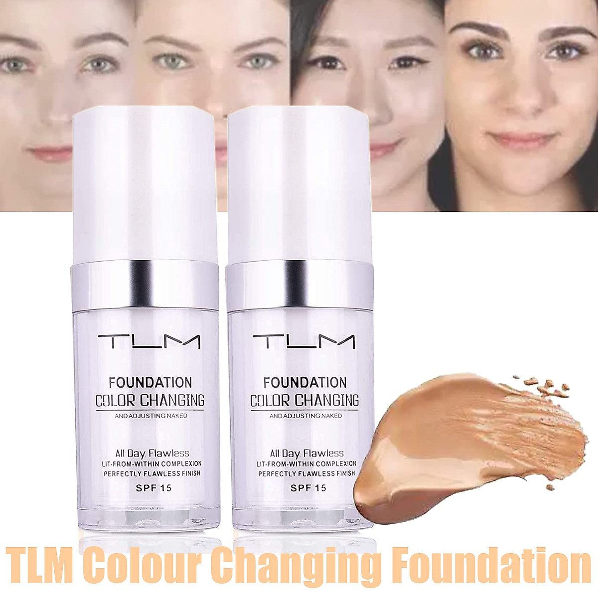 30ml TLM Concealer Cover Cream Flawless Colour Changing Foundation Makeup Base Nude Face Liquid Cover Concealer Changing Warm Skin Tone Moisturising Cover for women & girls(2pcs)