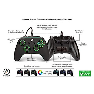 PowerA Spectra Enhanced Illuminated Wired Controller for Xbox One, gamepad, video game, gaming controller, works with Xbox Series X|S