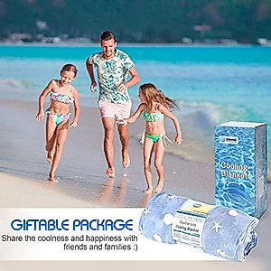 Ailemei Cooling Throw Blanket with Double Sided Cold Effect, Lightweight Breathable Summer Coastal Blanket, Throw Blankets for Couch, Transfer Heat to Keep Body Cool for Hot Sleepers Night Sweats