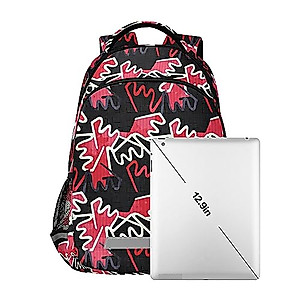 Sletend Kids Backpack Lightweight Bookbag in Prints for School Red Black Print Large Capacity School Boys Girls Backpack for Kids, Water-Resistant Bookbags Student School Bag
