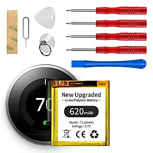 Soseieiu TL284443 Battery,(𝟮𝟬𝟮𝟰 𝗡𝗘𝗪 𝗨𝗽𝗴𝗿𝗮𝗱𝗲𝗱) 620mAh High Capacity Compatible with Nest Learning Thermostat 2nd 3rd Generation T3008US T4000ES T3007ES A0013 3.7V Battery