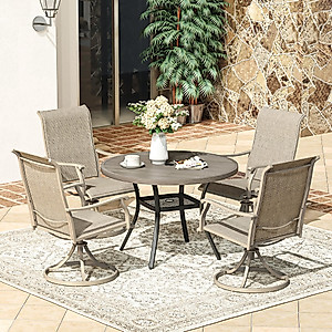 VICLLAX Patio Swivel Dining Chairs Outdoor Chairs with Armrest, Textilene Fabric Outdoor Patio Chair Set of 2, Sandshell Frame