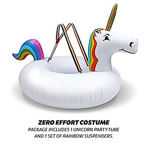 GoFloats Unicorn Costume Tube - Giant Inflatable Unicorn with Suspenders