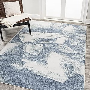 JONATHAN Y CTP200B-3 Petalo Abstract Two-Tone Modern Indoor Area-Rug, Contemporary Country Casual Easy-Cleaning,Bedroom,Kitchen,Living Room,Non Shedding 3 X 5, Blue/Cream