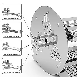 onlyfire 18 inch Round Tumble Rotisserie Basket Cooking Accessory，Stainless Steel BBQ Grill Rotisserie Rotating Trays Fits for 1/2" & 3/8" Hexagon,3/8" & 5/16" Square Spit Rods