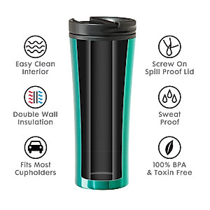 Oggi CONTOUR Stainless Steel Travel Tumbler - Olive, 16 oz, with flip open lid for hot and cold beverages.
