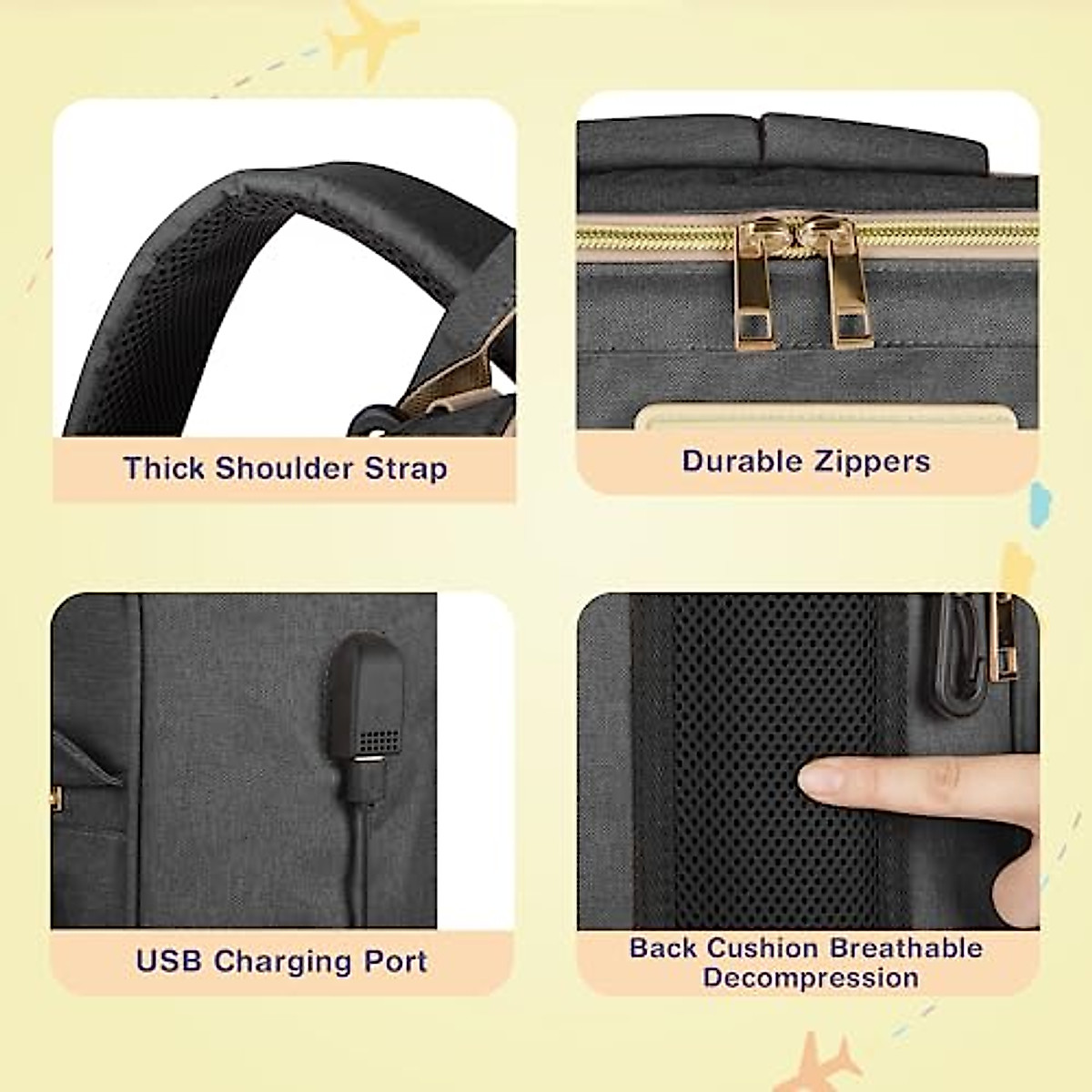 Xexxvre Diaper Bag Backpack, Multifunction Travel Back Pack Maternity Baby Changing Bags, Baby Bags for Boys Girls, Large Capacity, Waterproof and Stylish-Light black