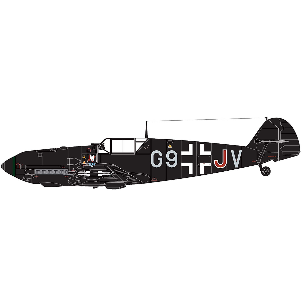 Airfix Quickbuild Messerschmitt Bf109E-4 / E-1 1:48 Military Aviation Plastic Model Kit A05120B, Multicolor