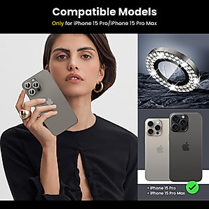 Tensea for iPhone 16 Pro Max/16 Pro/15 Pro Max/15 Pro/12 Pro Max Camera Lens Protector, Metal Aluminum Alloy Tempered Glass Cover Camera Screen Protector Accessories, Case Friendly