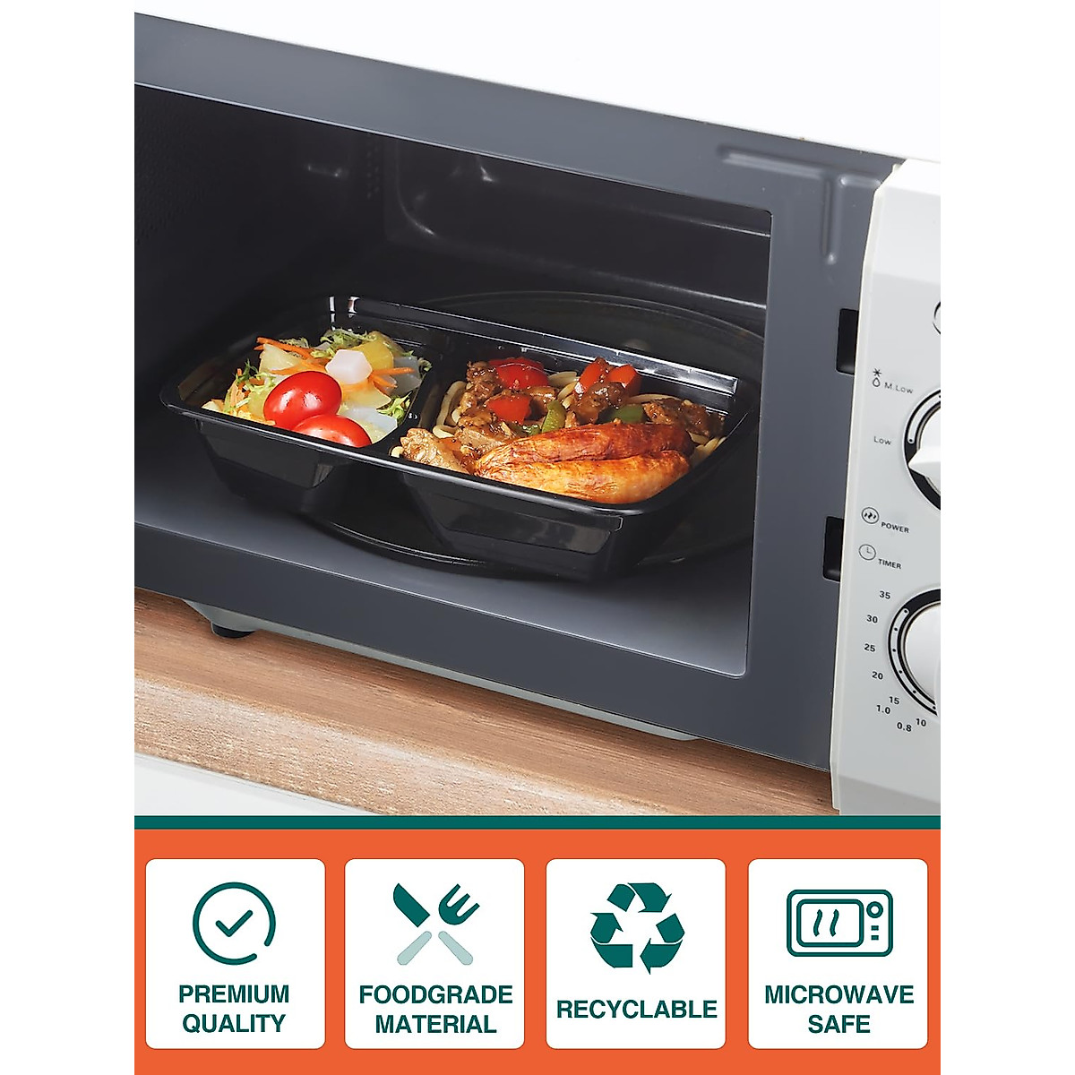 NEEBAKE 40 Sets 38oz Meal Prep Container - Reusable Plastic Food Storage Containers with Lids, Fits Microwave, Freezer and Dishwasher Safe