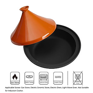 Xgxoz Enameled Tagine, Ceramic Casserole Ceramic Pot Cooking Pot Non Stick Round Tagine with Heat-Resistant Ceramics Lid