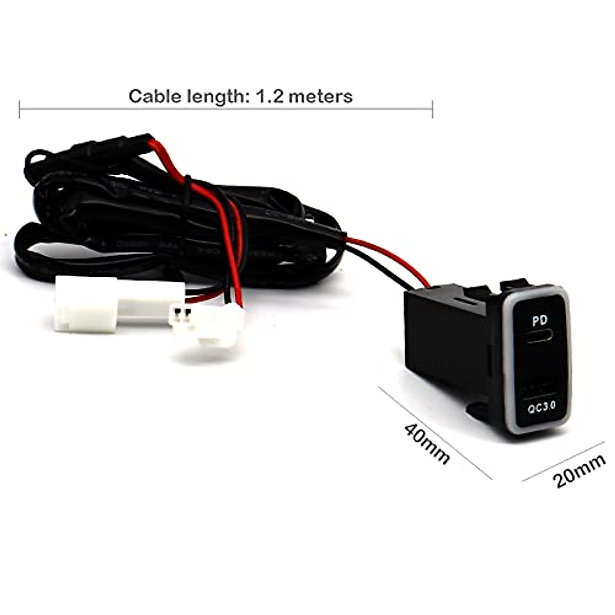 Disscool Toyota QC3.0 USB C VIGO Power Socket, 3.2A Quick Charge Car Charger USB Adapter with Blue LED Output PD for Smartphone/iPad/PDA