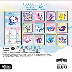2024 Hello Kitty Mini Wall Calendar & Push Pins